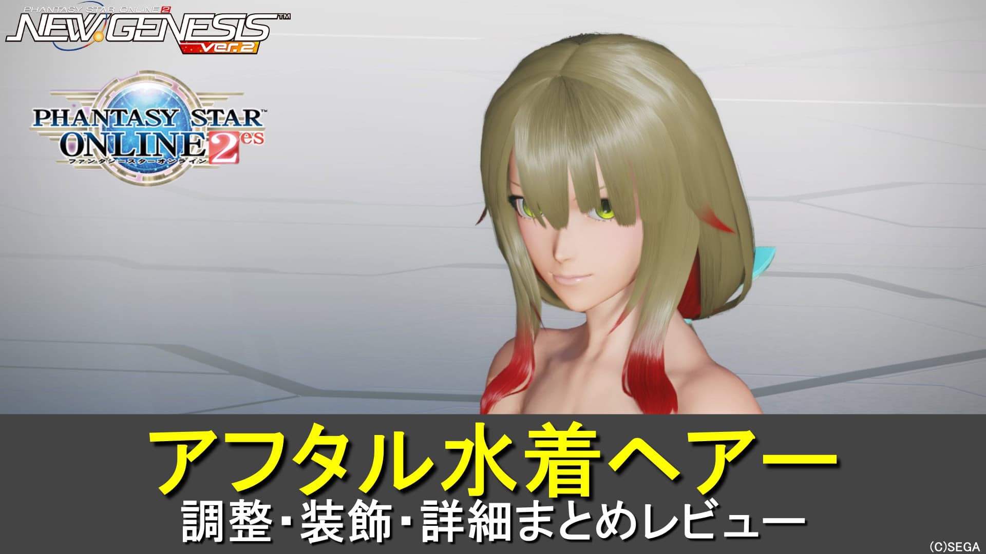 【PSO2NGS】アフタル水着ヘアーの調整、装飾、レビューまとめ【es水着】 | ロボアークスのPSO2NGS攻略情報まとめ