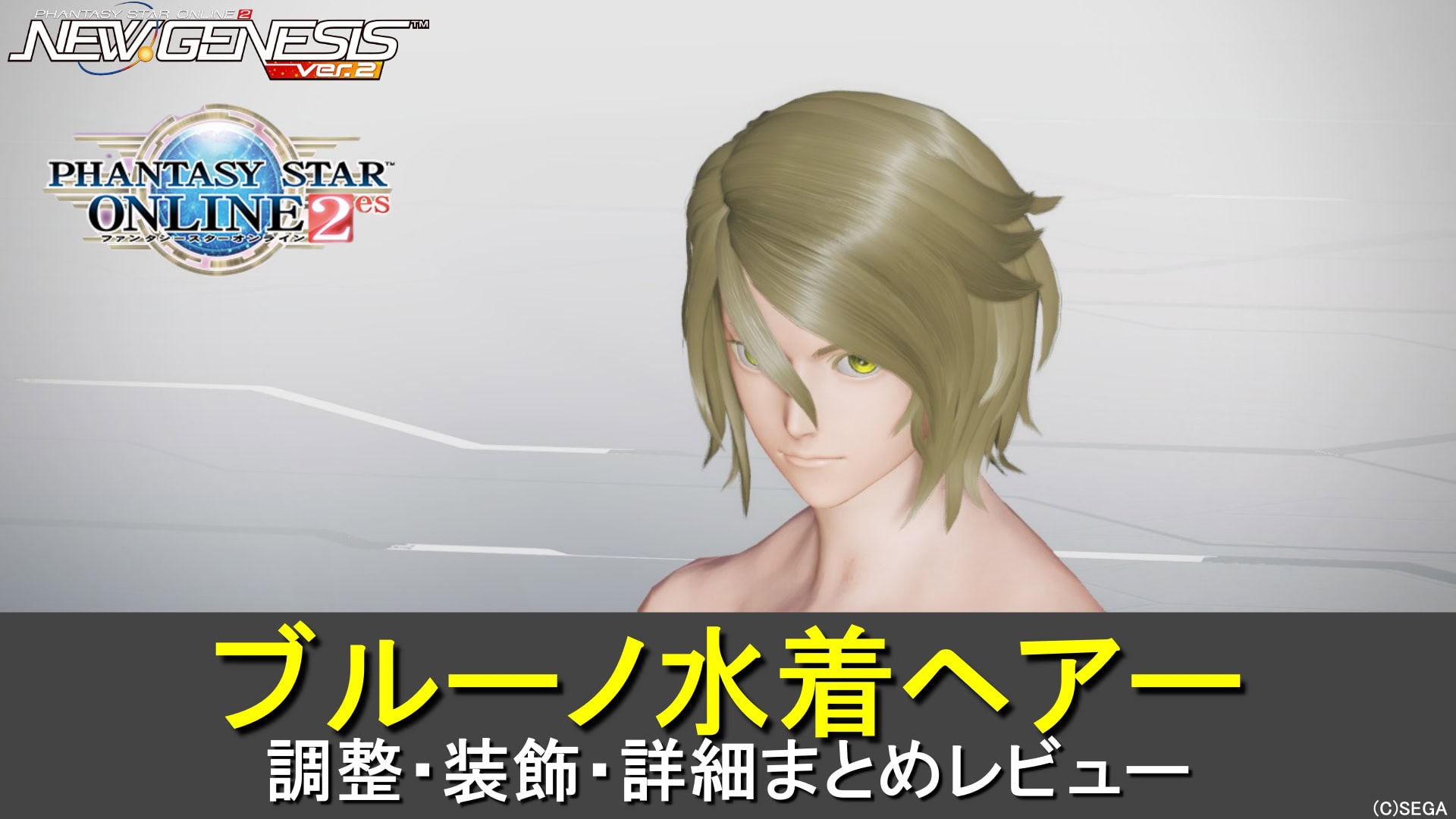 【PSO2NGS】ブルーノ水着ヘアーの調整、装飾、レビューまとめ【es水着】 | ロボアークスのPSO2NGS攻略情報まとめ