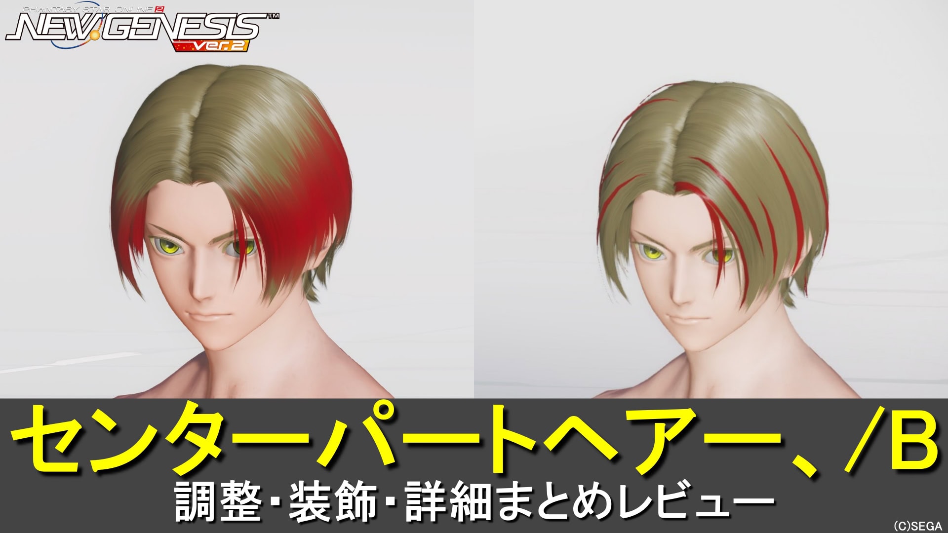 【PSO2NGS】センターパートヘアー、/Bの調整、装飾、レビューまとめ | ロボアークスのPSO2NGS攻略情報まとめ