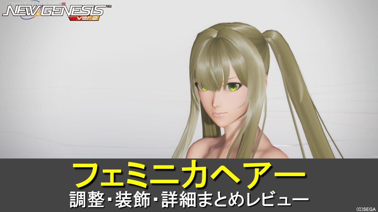 【PSO2NGS】フェミニカヘアーの調整、装飾、レビューまとめ | ロボアークスのPSO2NGS攻略情報まとめ