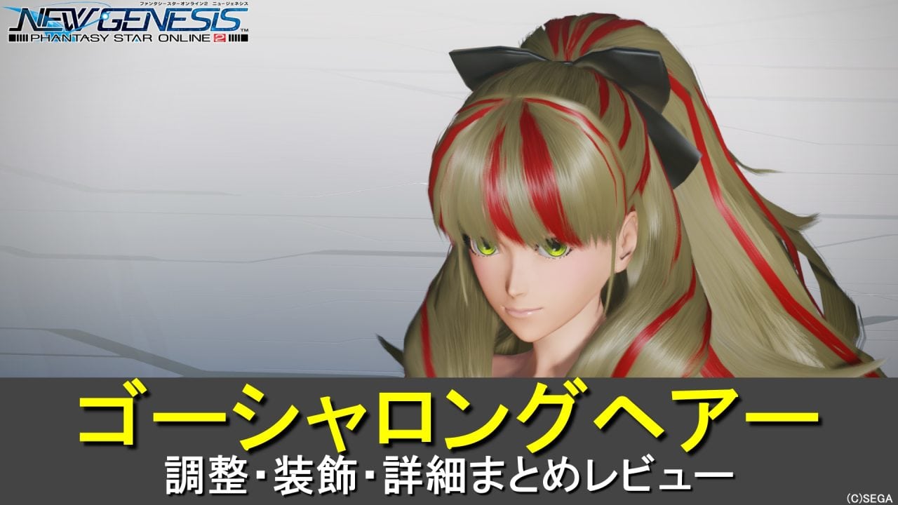 【PSO2NGS】ゴーシャロングヘアーの調整、装飾、レビューまとめ | ロボアークスのPSO2NGS攻略情報まとめ