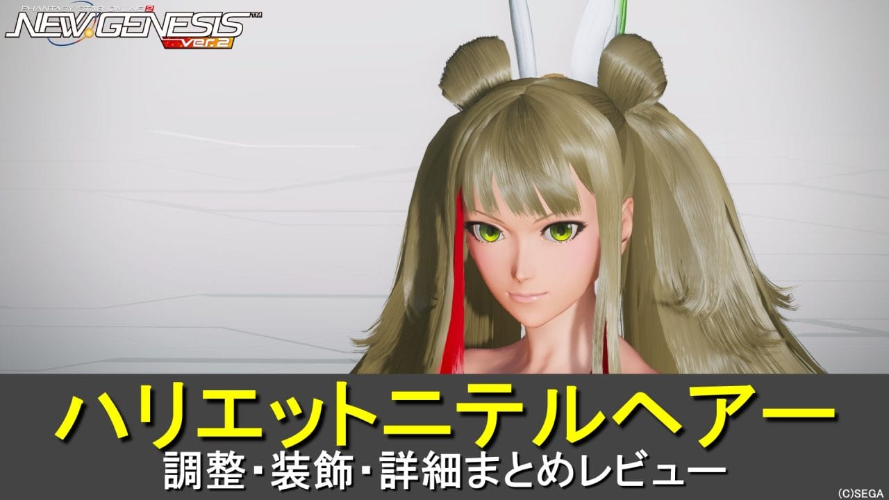 【PSO2NGS】ハリエットニテルヘアーの調整、装飾、レビューまとめ | ロボアークスのPSO2NGS攻略情報まとめ