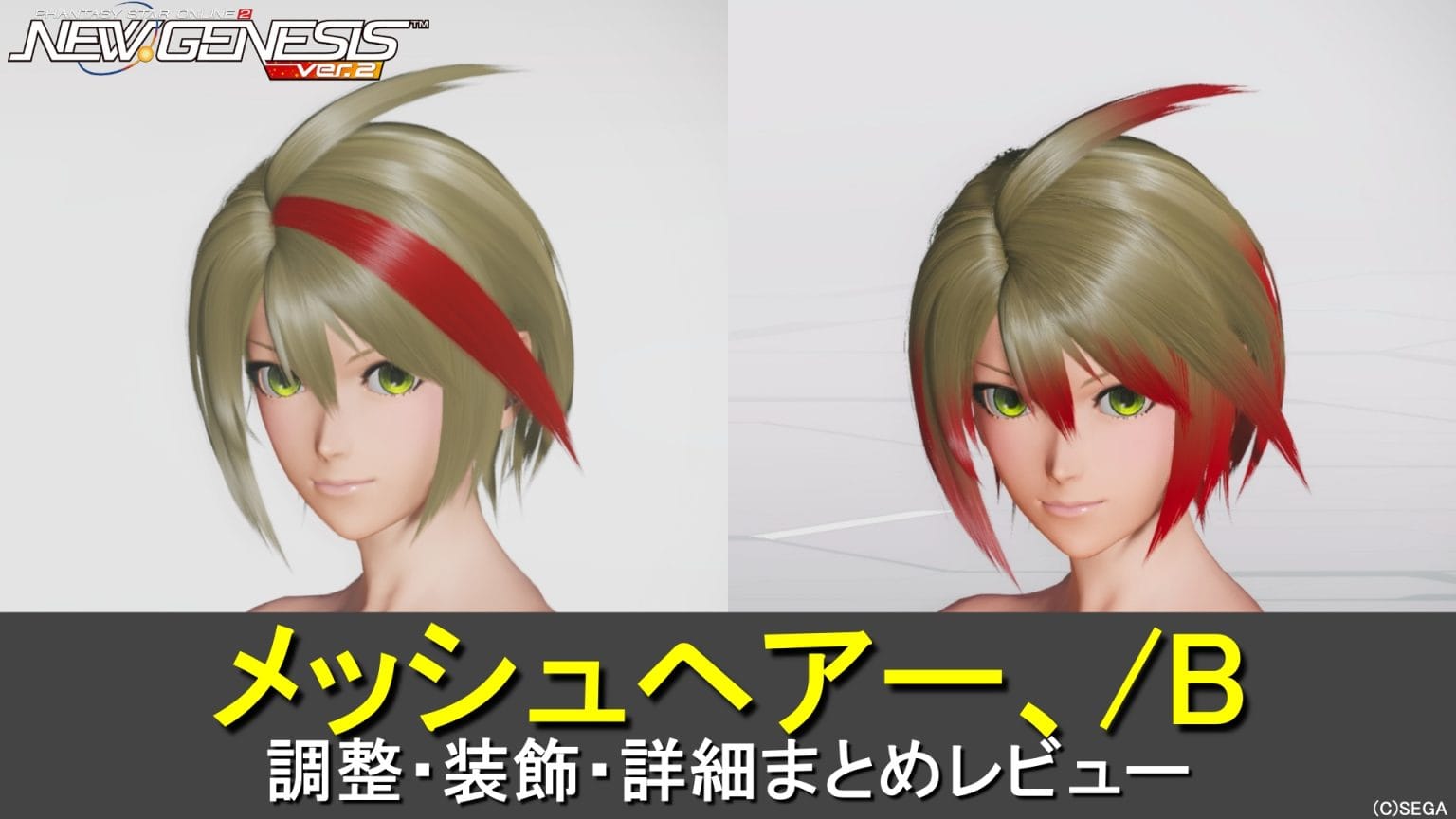 【PSO2NGS】メッシュヘアー、/Bの調整、装飾、レビューまとめ | ロボアークスのPSO2NGS攻略情報まとめ