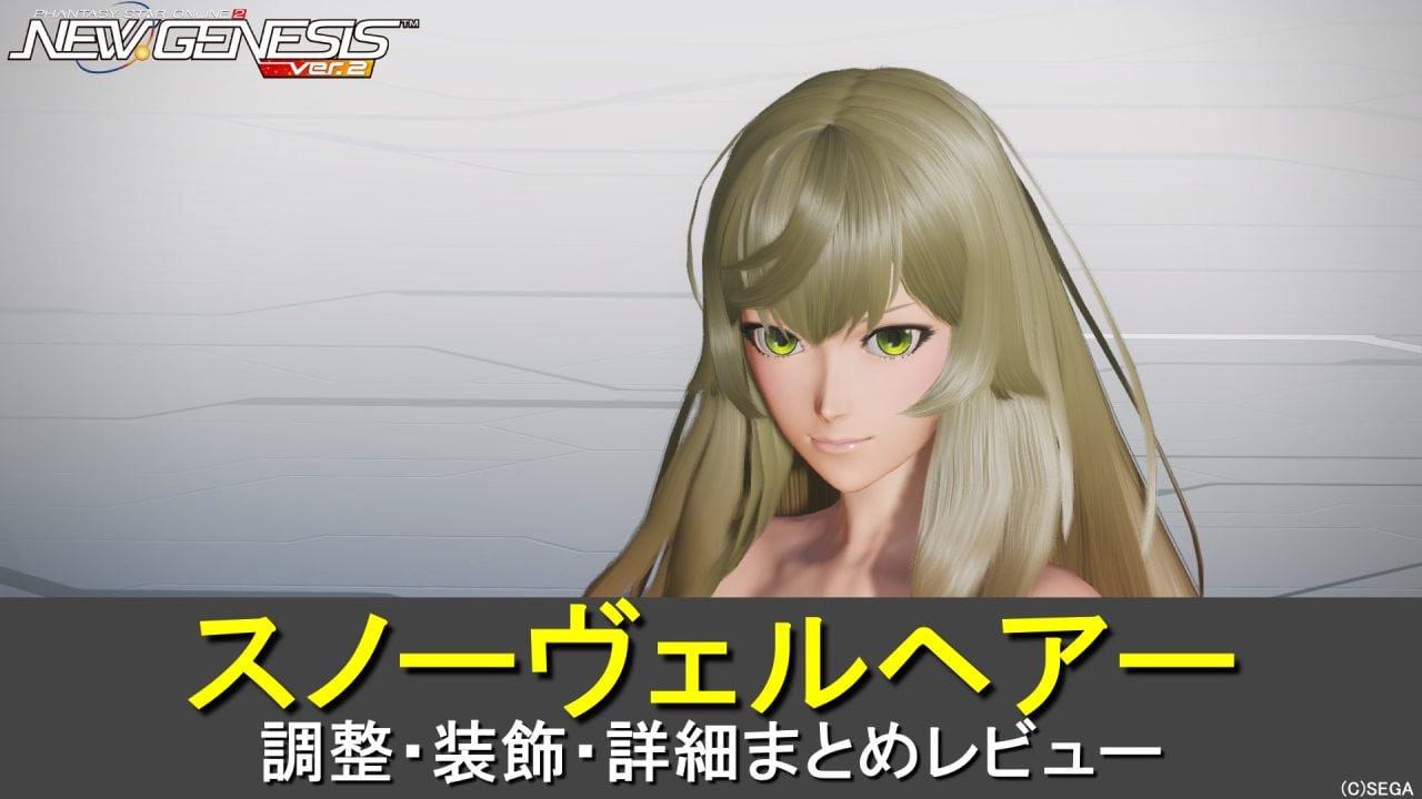 【PSO2NGS】スノーヴェルヘアーの調整、装飾、レビューまとめ | ロボアークスのPSO2NGS攻略情報まとめ