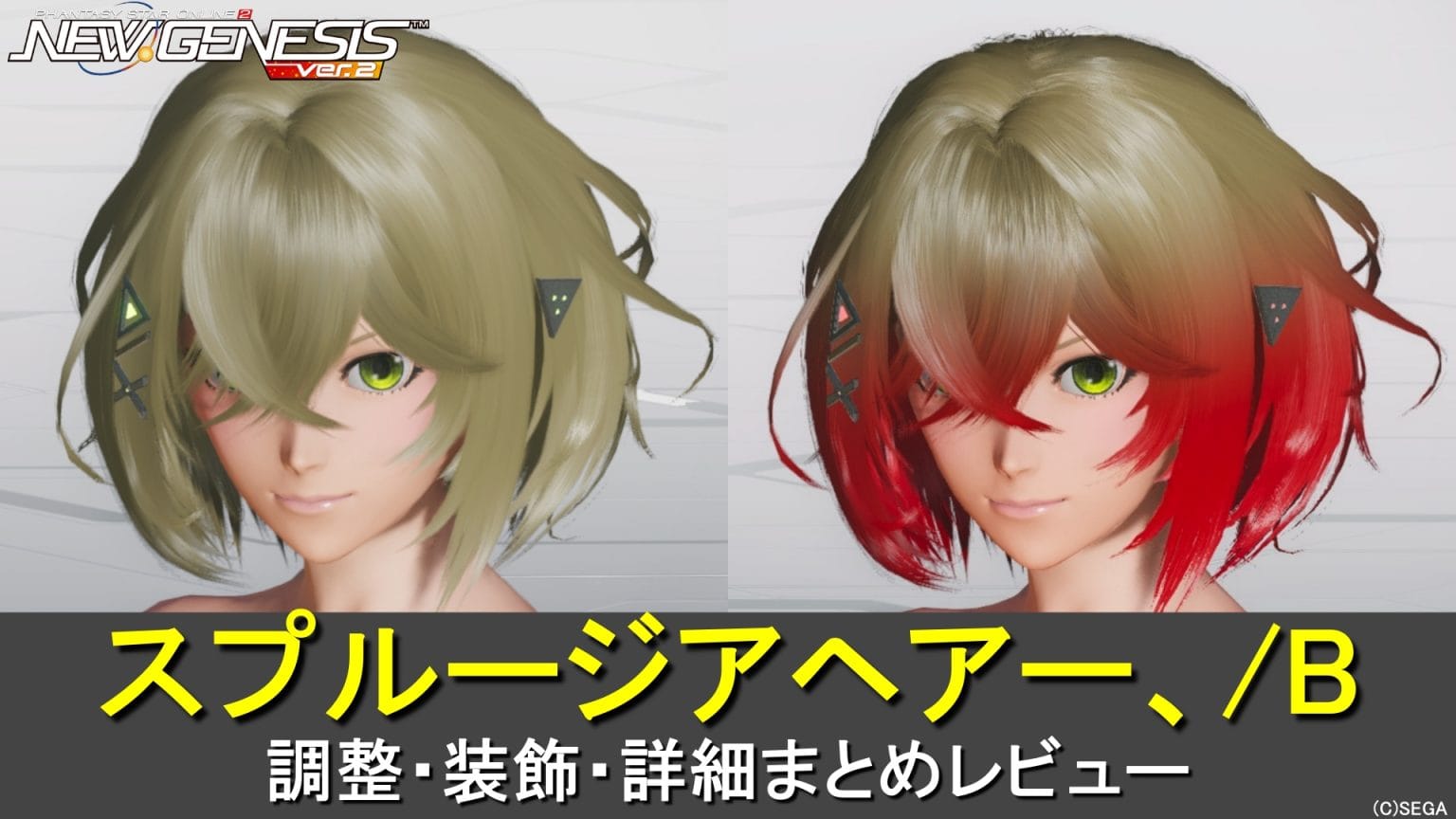 【PSO2NGS】スプルージアヘアー、/Bの調整、装飾、レビューまとめ | ロボアークスのPSO2NGS攻略情報まとめ
