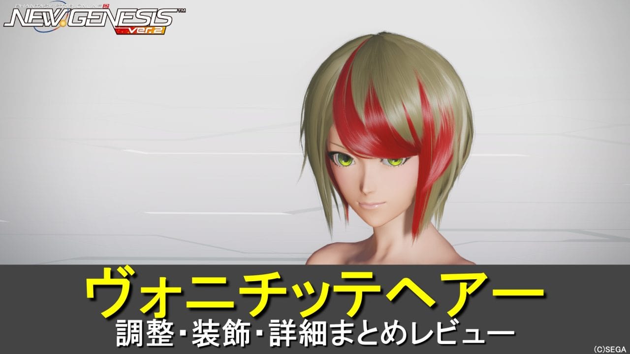 【PSO2NGS】ヴォニチッテヘアーの調整、装飾、レビューまとめ | ロボアークスのPSO2NGS攻略情報まとめ